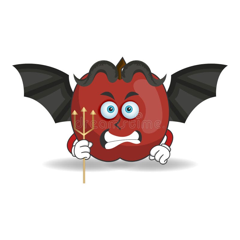 The Apple Mascot Character Becomes a Devil. Vector Illustration Stock ...