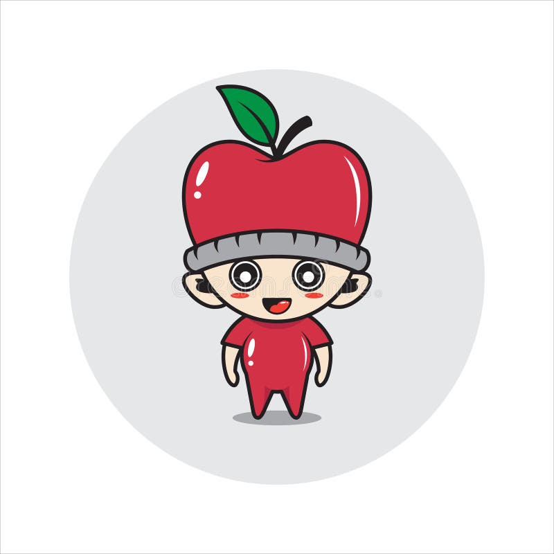 Apple Mascot Character Cute Stock Vector - Illustration of childhood ...