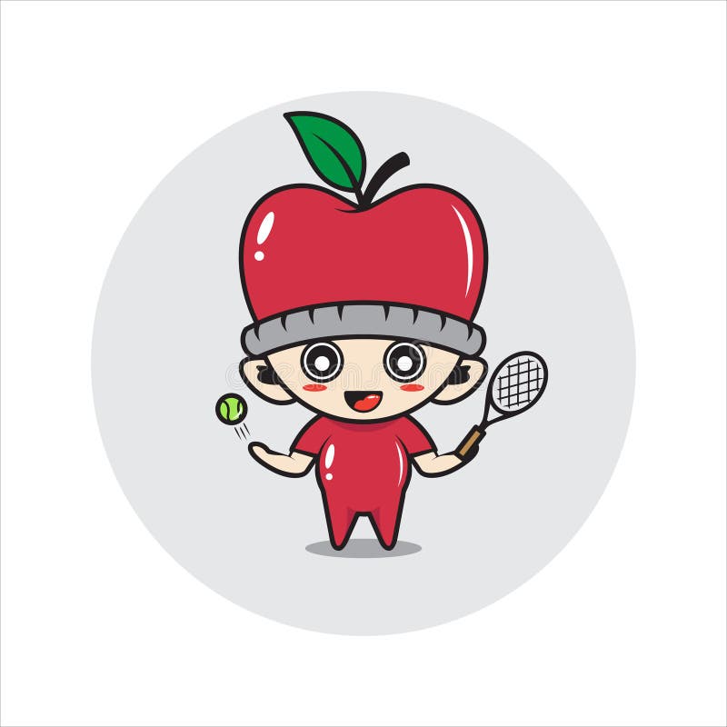 Apple Mascot Character Cute Stock Vector - Illustration of activity ...
