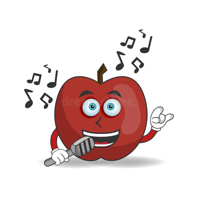The Apple Mascot Character is Singing. Vector Illustration Stock Vector ...