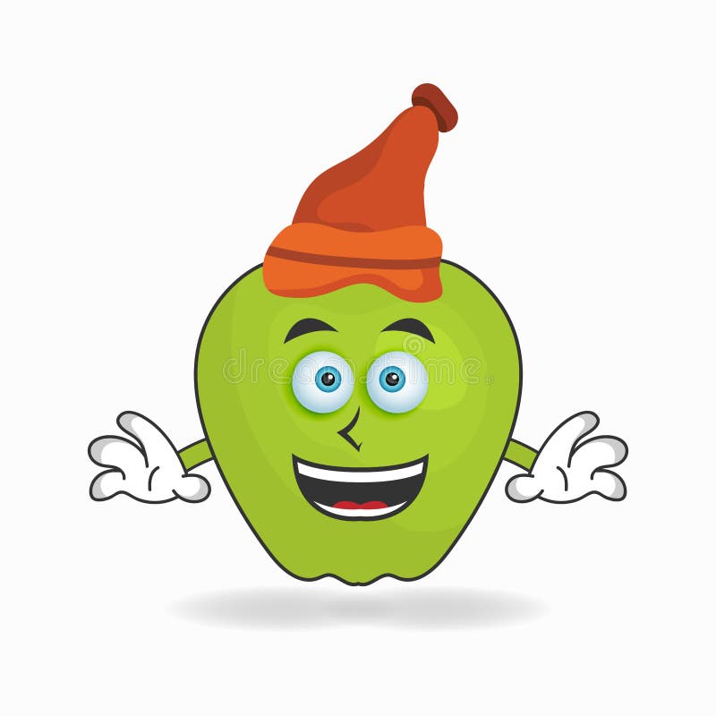 The Apple Mascot Character Wearing a Hat. Vector Illustration Stock ...