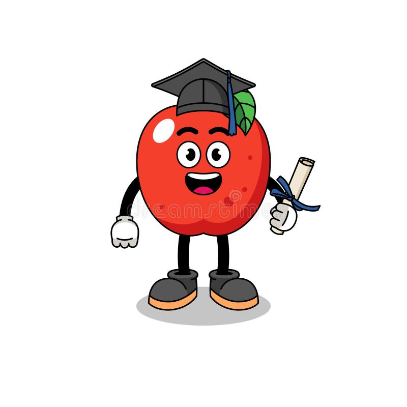 Apple Mascot with Graduation Pose Stock Vector - Illustration of ...