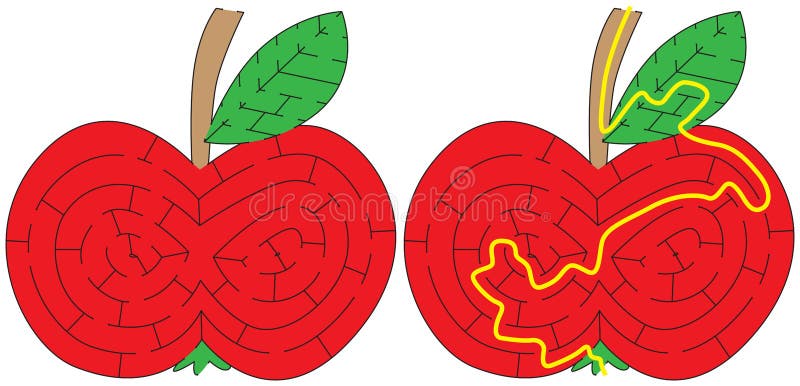Apple maze stock vector. Illustration of maze, cartoon - 219190930