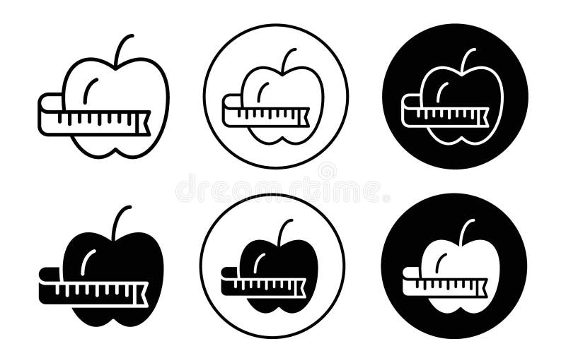 Apple and Measuring Tape Icon Stock Vector - Illustration of line ...