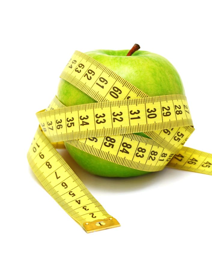 Apple And Measuring Tape (isolated) Stock Image - Image of meter ...
