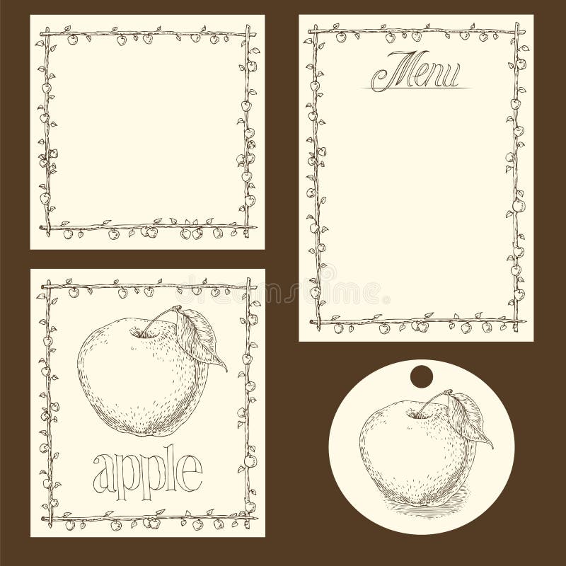 Apple Menu Pages, Card and Tag Design Set Stock Vector - Illustration ...