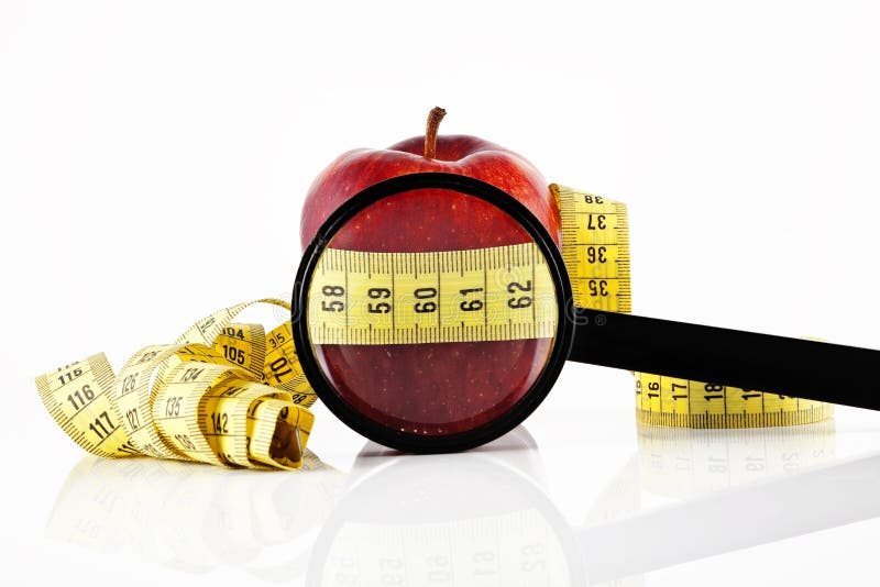 Apple Meter and Magnifying Glass Stock Photo - Image of meter, enlarge ...
