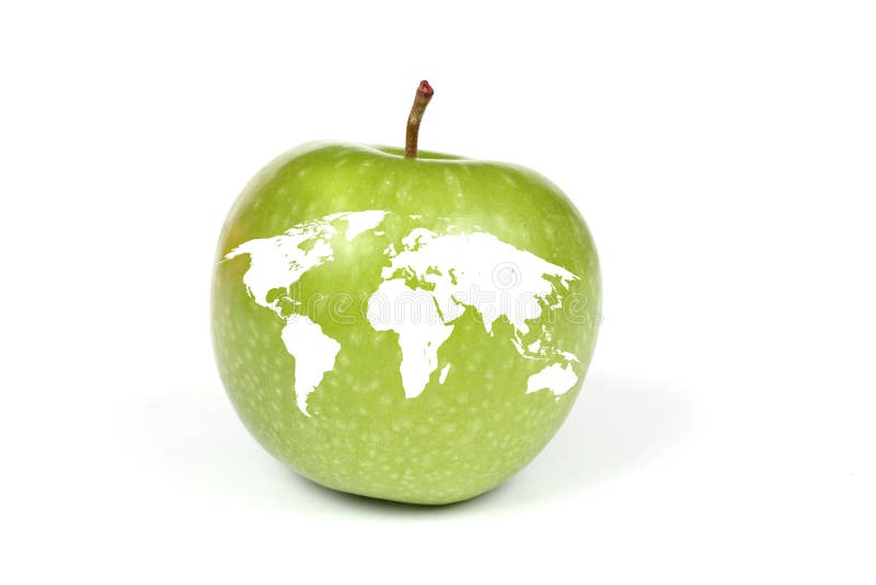 Apple-Weltkarte stockfoto. Bild von kreativ, kugel, hintergrund - 13451608