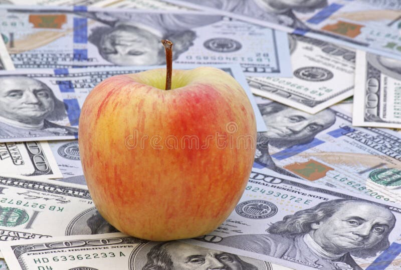 Apple on money stock photo. Image of money, apple - 60152360