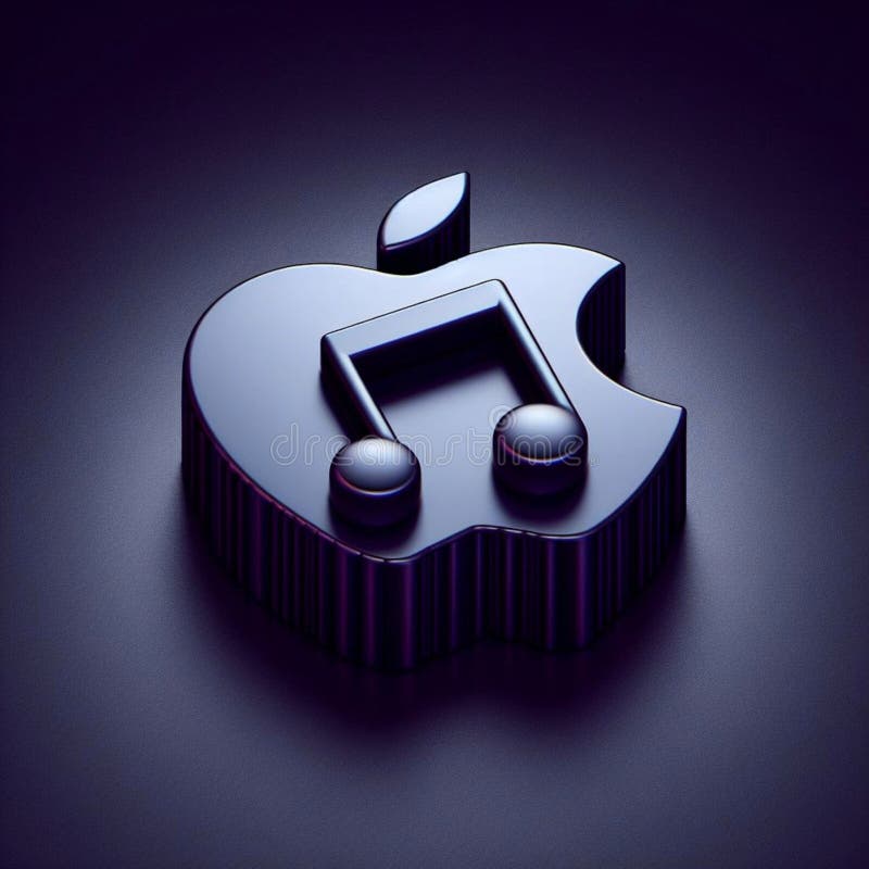 Apple Music 3D Icon Concept in Dark Mode Style Stock Illustration ...