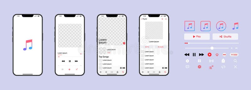 Apple Music Interface. Music App. Application Template on Iphone Mockup ...