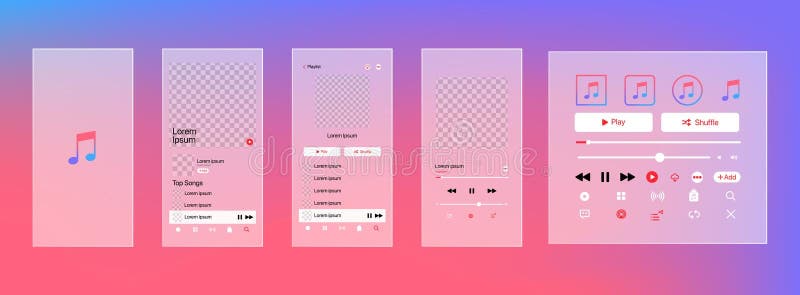 Apple Music Interface. Music App. Application Template on Iphone Mockup ...
