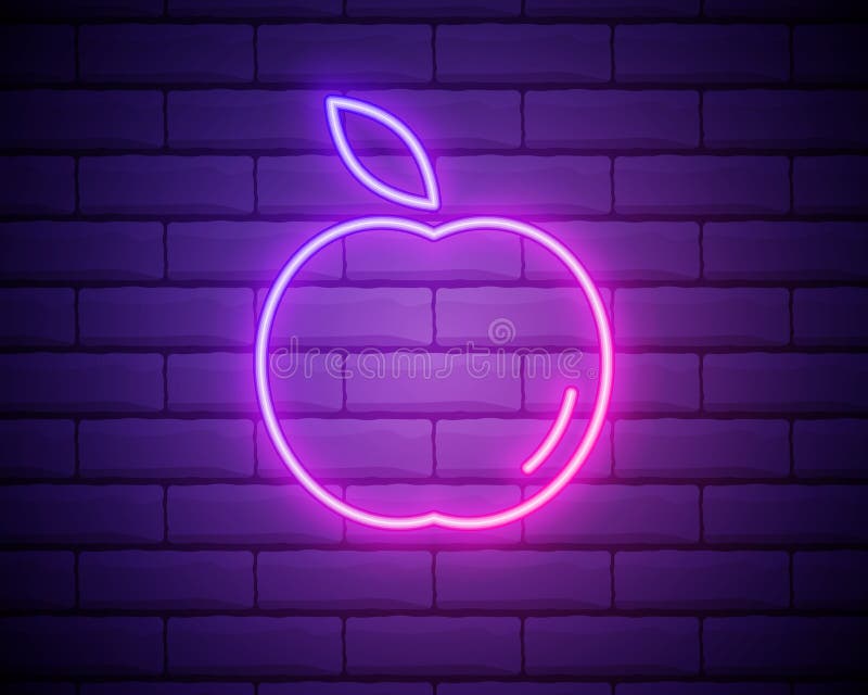 Red apple neon lights. stock illustration. Illustration of lamp - 87347395