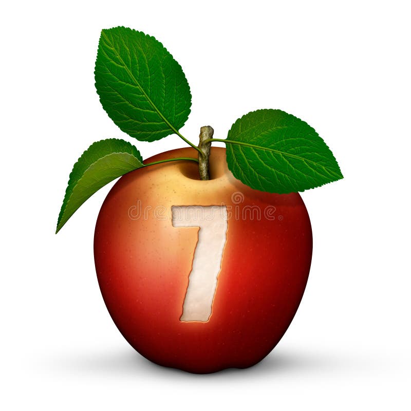 Apple with Number 7 stock illustration. Illustration of number - 101144024