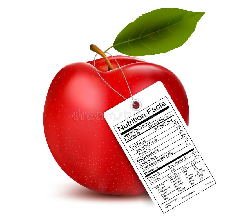Apple with Nutrition Facts Label. Concept of Healt Stock Vector ...