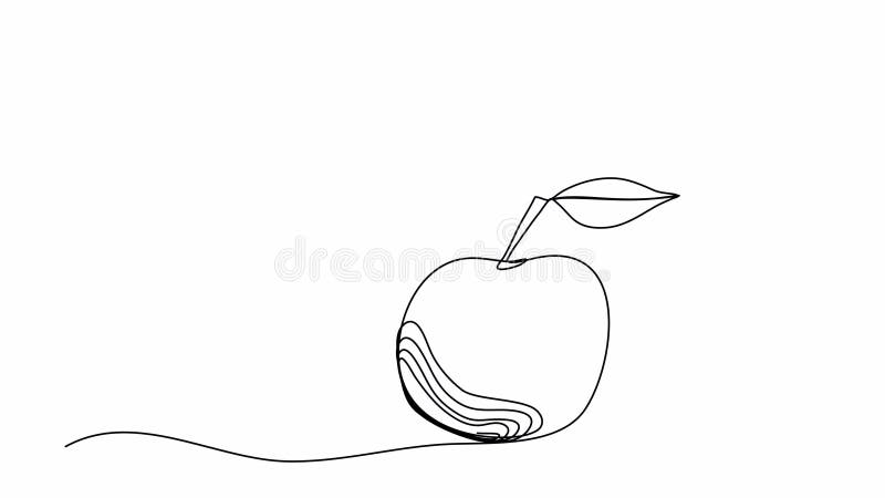 Apple. One Line Drawing Animation with Alpha Channel. Stock Footage ...