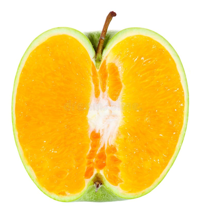 Green Apple with Orange Inside Stock Photo - Image of sweet, health ...
