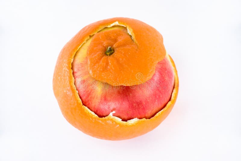 Apple in a Peel from an Orange Stock Image - Image of garden, body ...