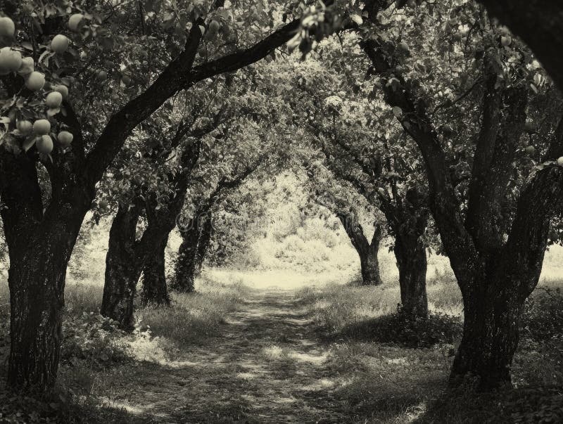 Apple Orchard Pathway stock image. Image of rural, farmland - 363594427