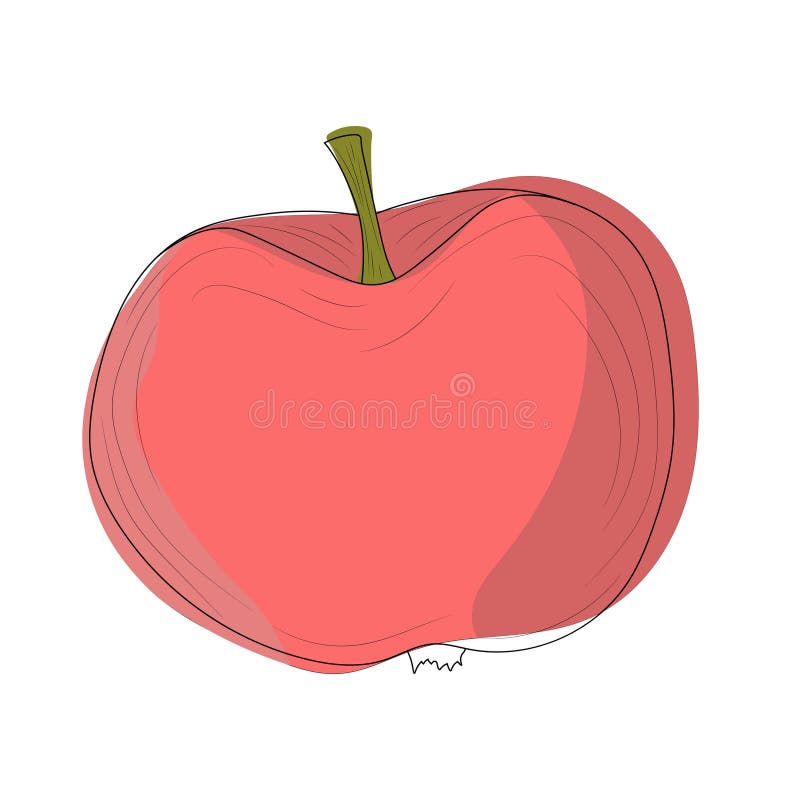 Apple Outline in Cartoon Style, Apple Outline for Coloring Isolated on ...