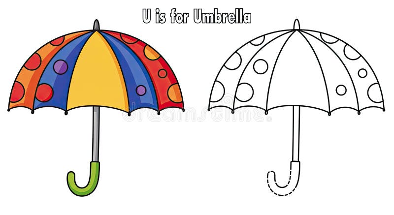 Coloring Page of an Umbrella for Kids Stock Vector - Illustration of ...