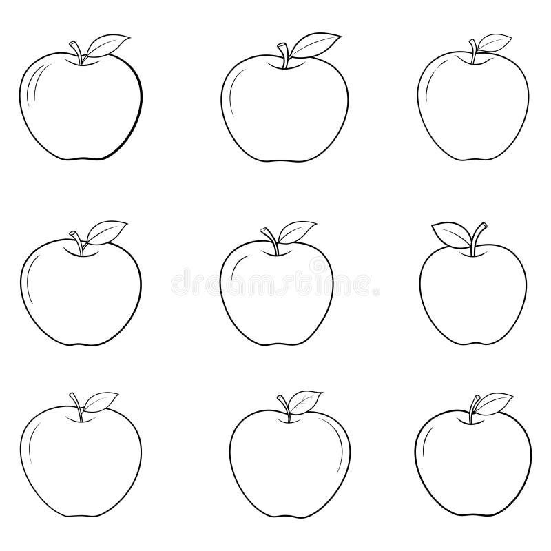 Apple Outline Vector Set for Professional Use Stock Vector ...