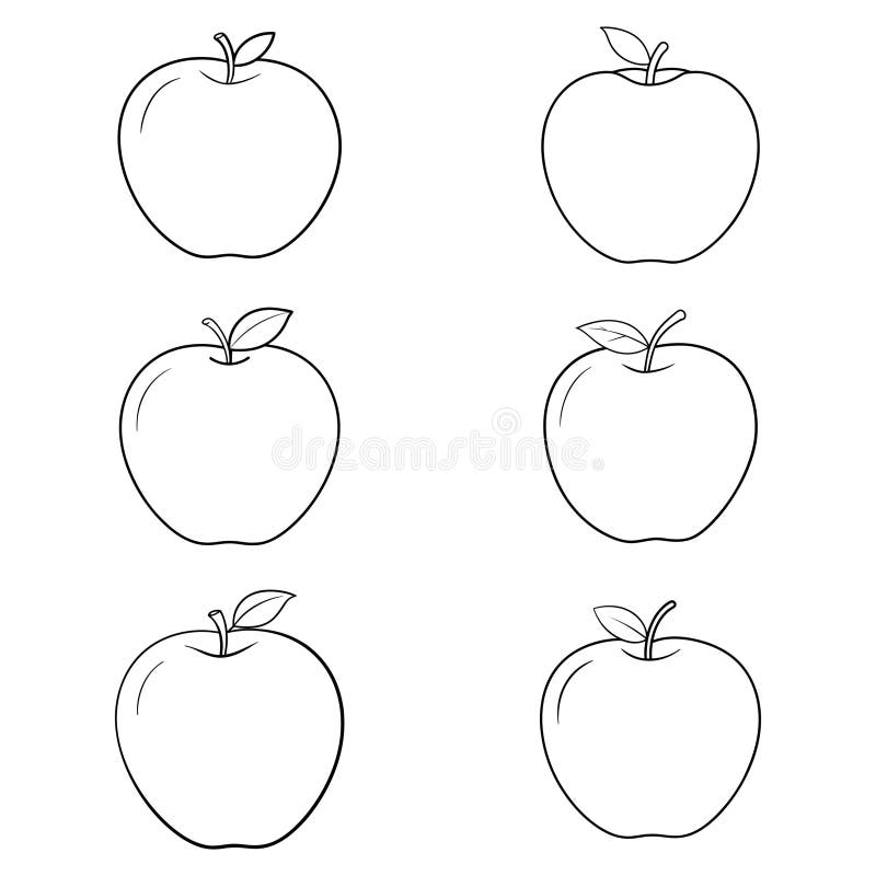 Apple Outline Vector Set for Professional Use Stock Vector ...
