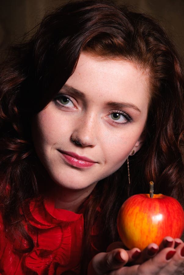 Apple in palm stock photo. Image of details, girl, glam - 12234592