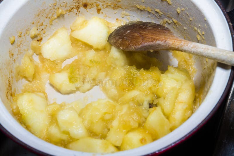 Apple in Pan Being Cooked To Make Apple Sauce Stock Image - Image of ...