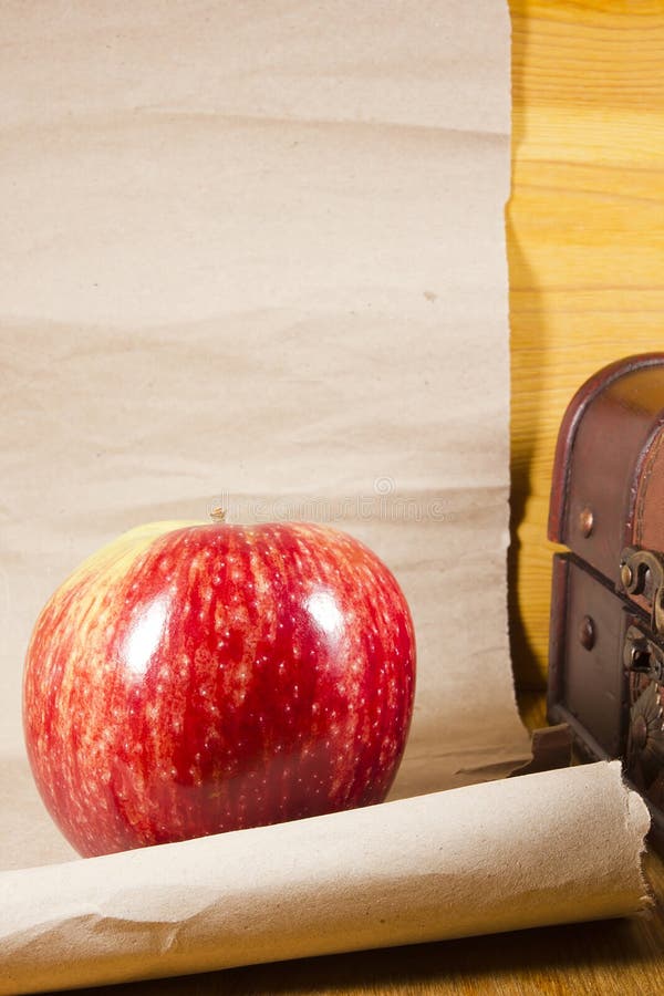 Apple and paper scroll stock image. Image of single, juicy - 78714535