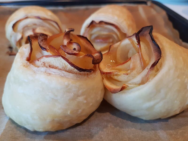 Apple and Pastry Roses Homemade Stock Photo - Image of sweetness ...