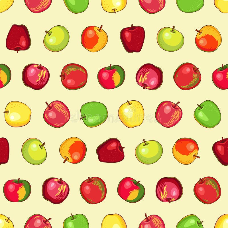 Apple Pattern on Light Background Stock Vector - Illustration of ...
