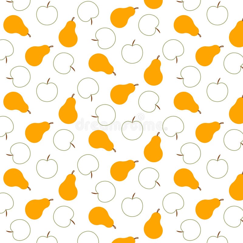 Apple Pear Line Yellow Fruit Food Pattern Stock Vector - Illustration ...