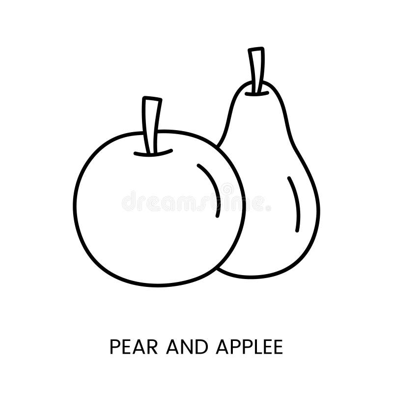 Apple and Pear Linear Icon in Vector, Illustration of the Fruit from ...