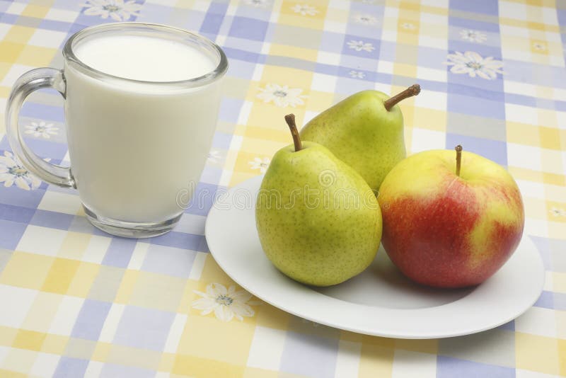 Apple,pear and milk stock image. Image of healthy, contrast - 11882045