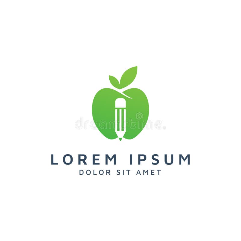 Apple and Pencil Negative Space Logo Design Stock Vector - Illustration ...