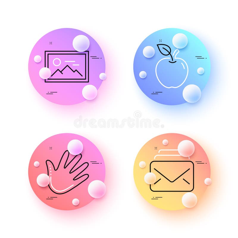 Apple, Photo and Hand Minimal Line Icons. for Web Application, Printing ...