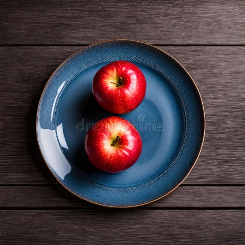 Apple Picture on a Plate by AI Generated Stock Illustration ...