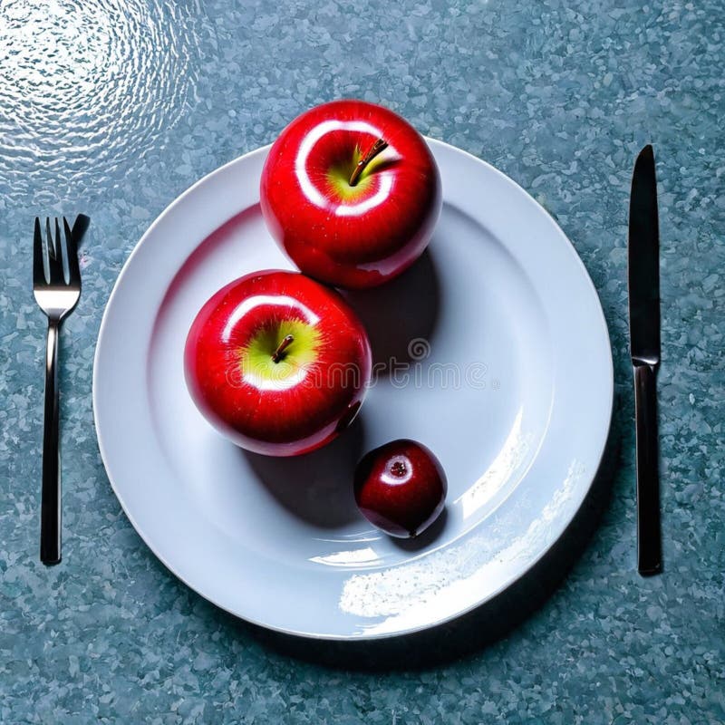 Apple Picture on a Plate by AI Generated Stock Illustration ...