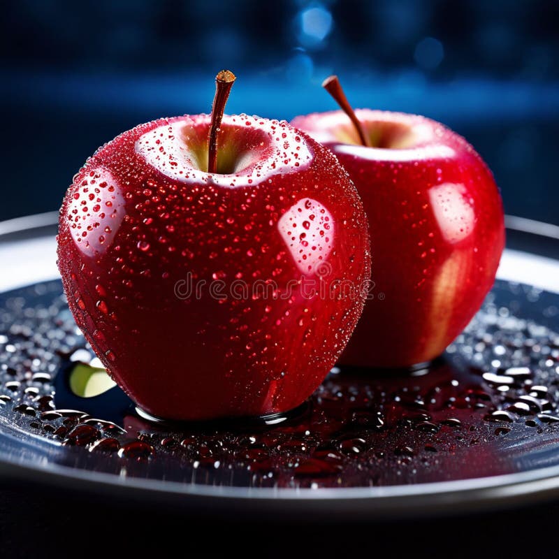 Apple Picture on a Plate by AI Generated Stock Illustration ...