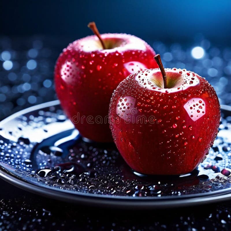 Apple Picture on a Plate by AI Generated Stock Illustration ...