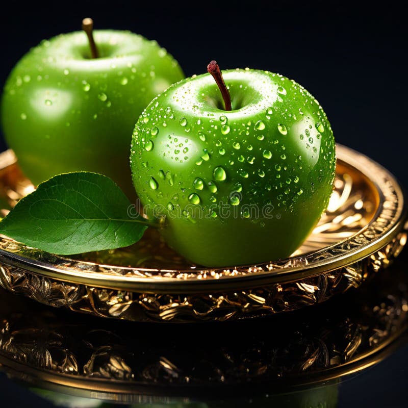 Apple Picture on a Plate by AI Generated Stock Illustration ...