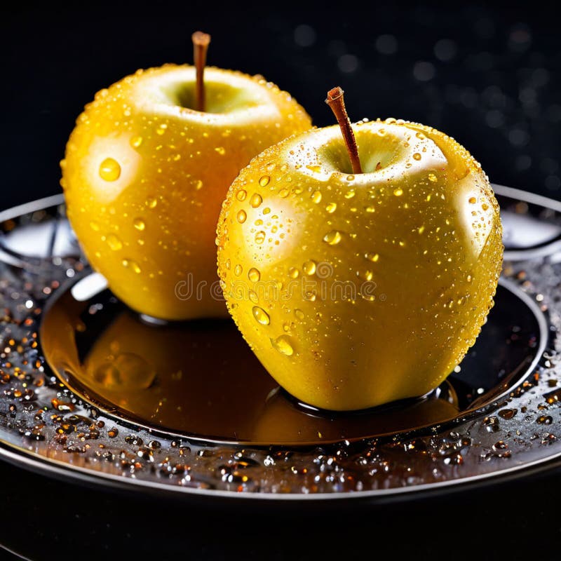 Apple Picture on a Plate by AI Generated Stock Illustration ...