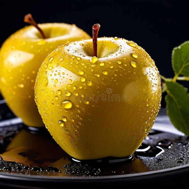 Apple Picture on a Plate by AI Generated Stock Illustration ...