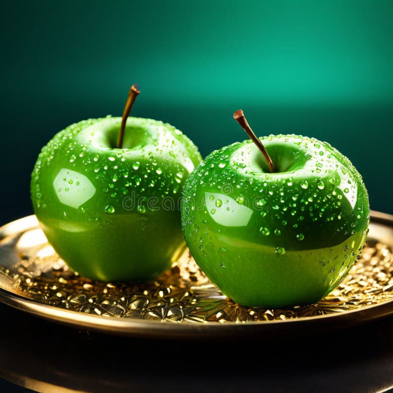 Apple Picture on a Plate by AI Generated Stock Illustration ...