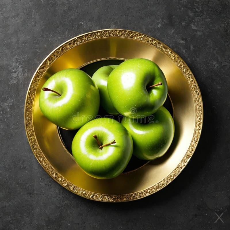 Apple Picture on a Plate by AI Generated Stock Illustration ...