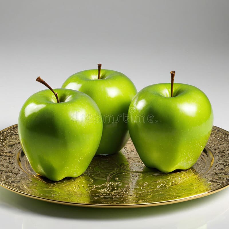 Apple Picture on a Plate by AI Generated Stock Illustration ...