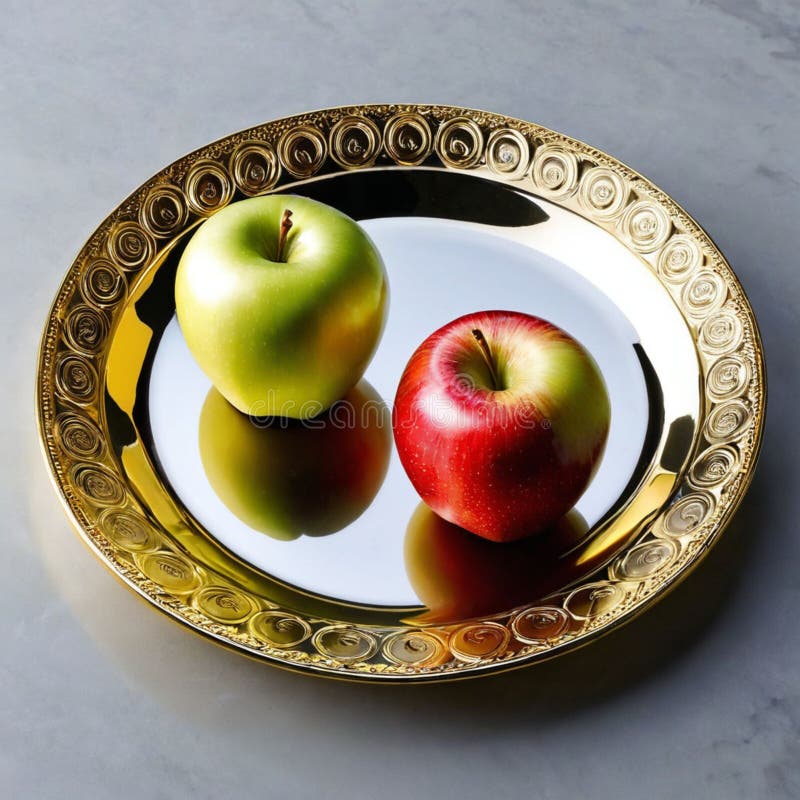 Apple Picture on a Plate by AI Generated Stock Illustration ...