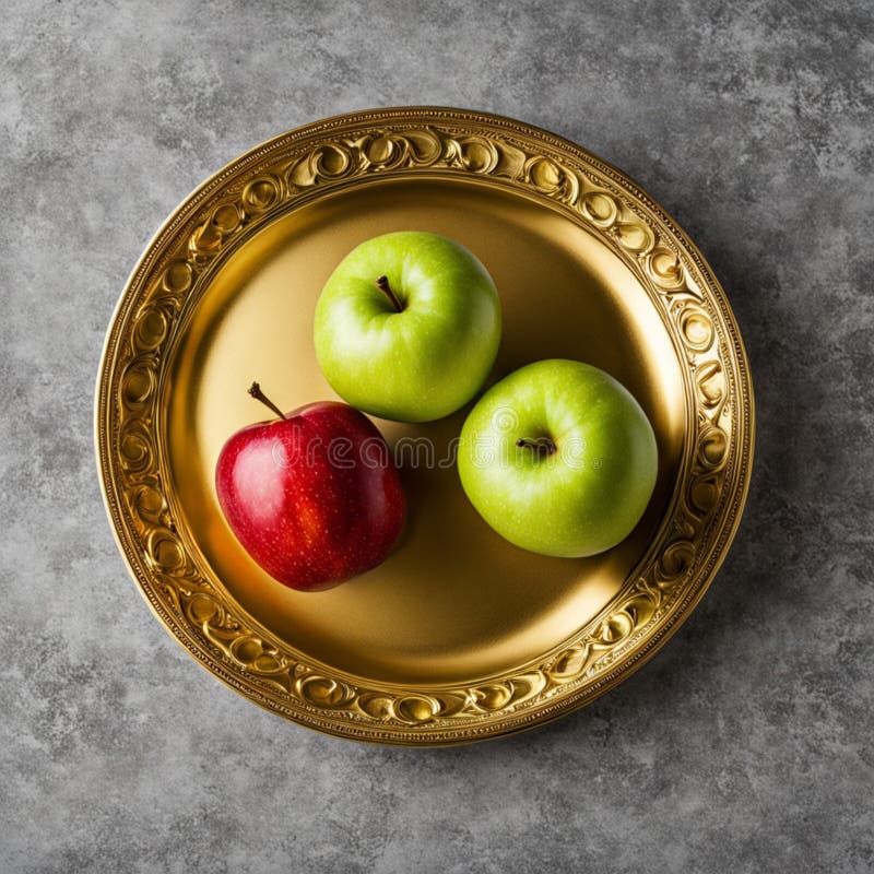 Apple Picture on a Plate by AI Generated Stock Illustration ...