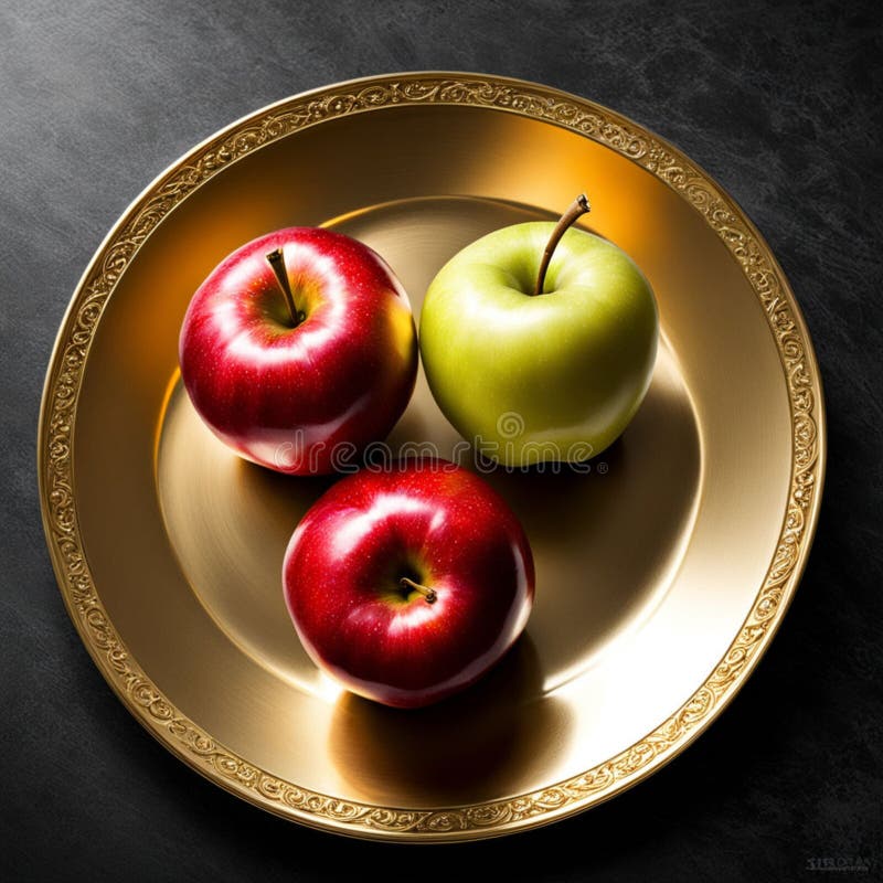Apple Picture on a Plate by AI Generated Stock Illustration ...